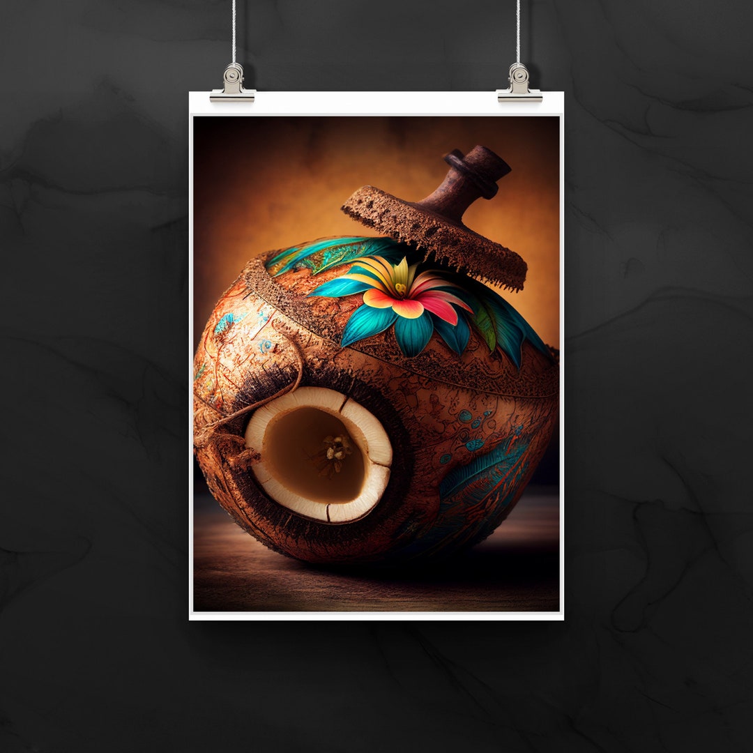 DIY - Digital Print, Coconut Print, Digital Art, Tribal Coconut - Etsy