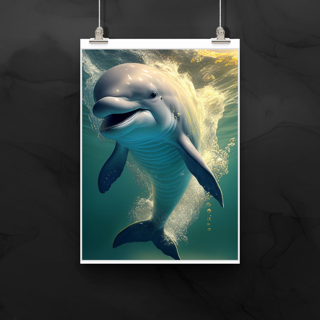 DIY - Digital Dolphin Print, Dolphin Art, Office Art, Wall Art, Nature ...