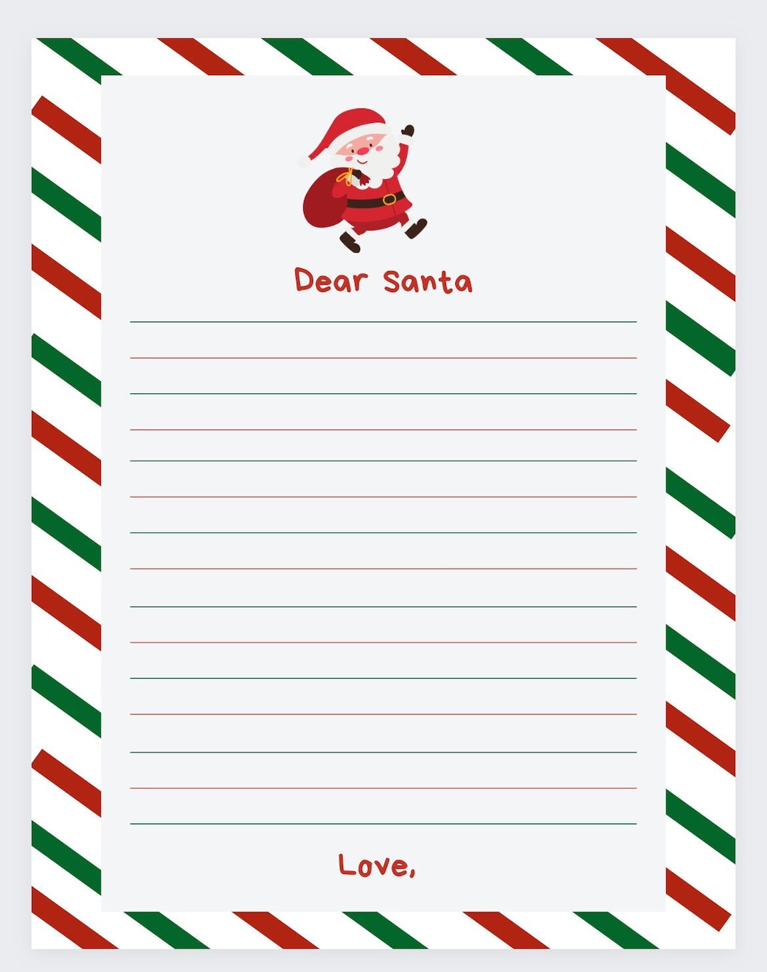Santa Letter PDF Printable - Etsy