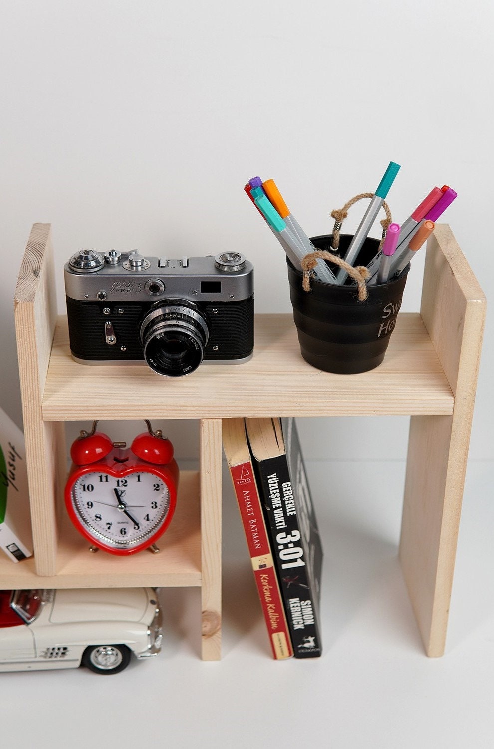 Wooden Bookshelf for Desktop, Multi-eye Book Stand Tabletop Wooden ...