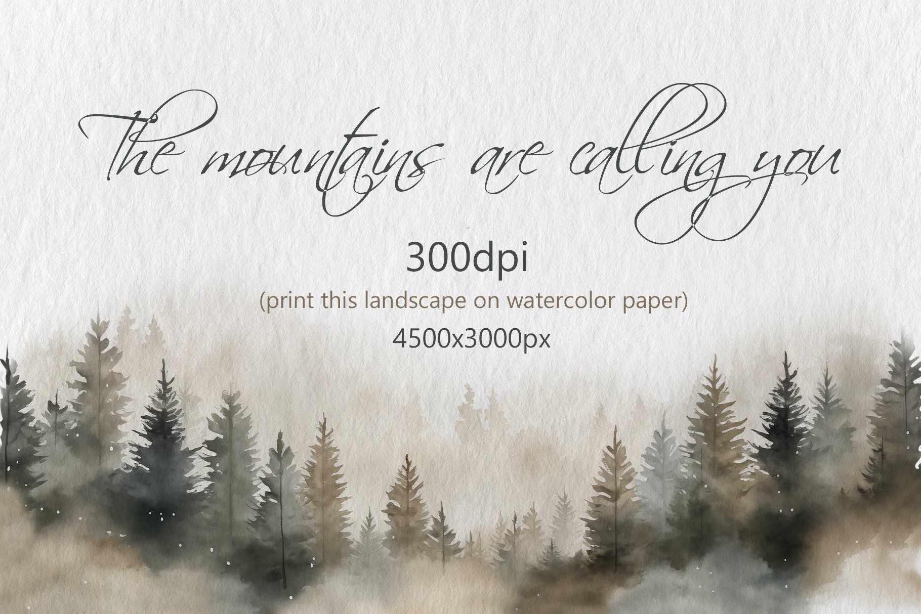 Watercolor Misty Pine Forest Landscapes. Winter Forest Scenery Clipart ...