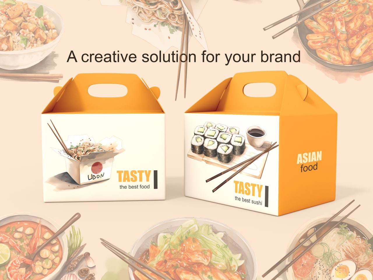 Watercolor Asian Food Clipart Sushi Ramen Tteokbokki - Etsy