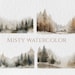 Watercolor Misty Pine Forest Landscapes. Winter Forest Scenery Clipart ...