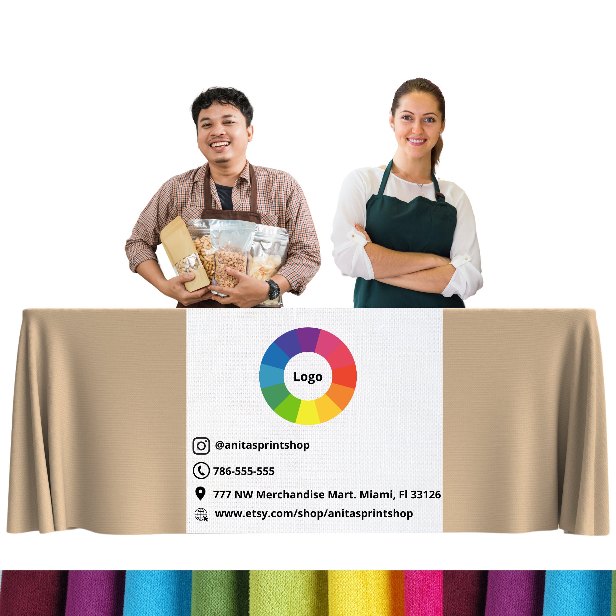 Custom Table Runner,fabric Tablecloth,personalized Full Color Logo ...