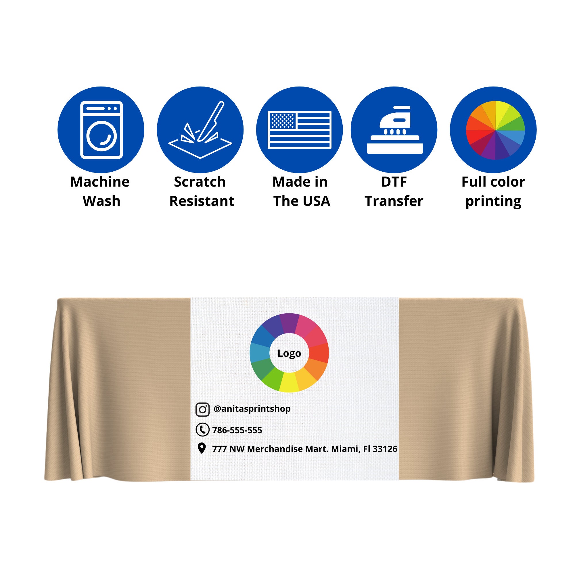 Custom Table Runner,fabric Tablecloth,personalized Full Color Logo ...