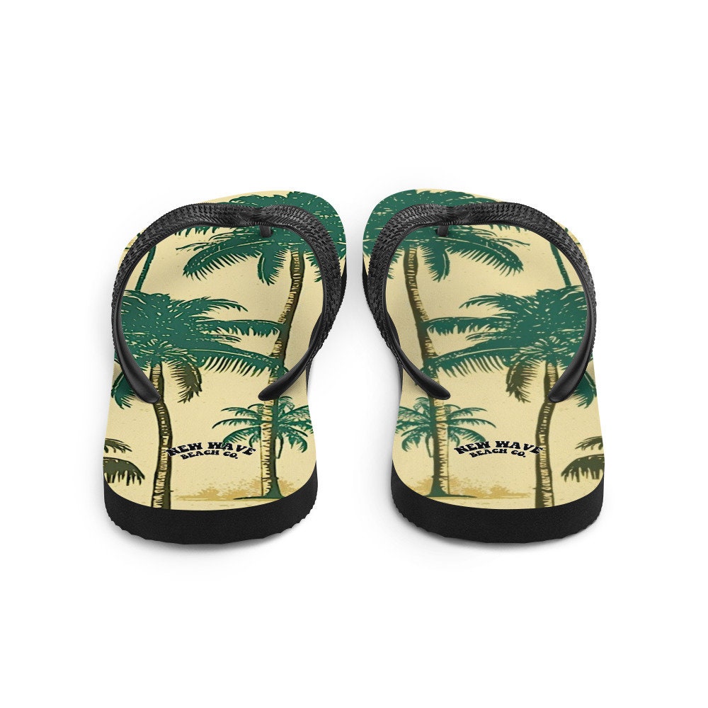Vintage Palm Tree Tropical Flip Flops Colorful Exotic Comfortable ...