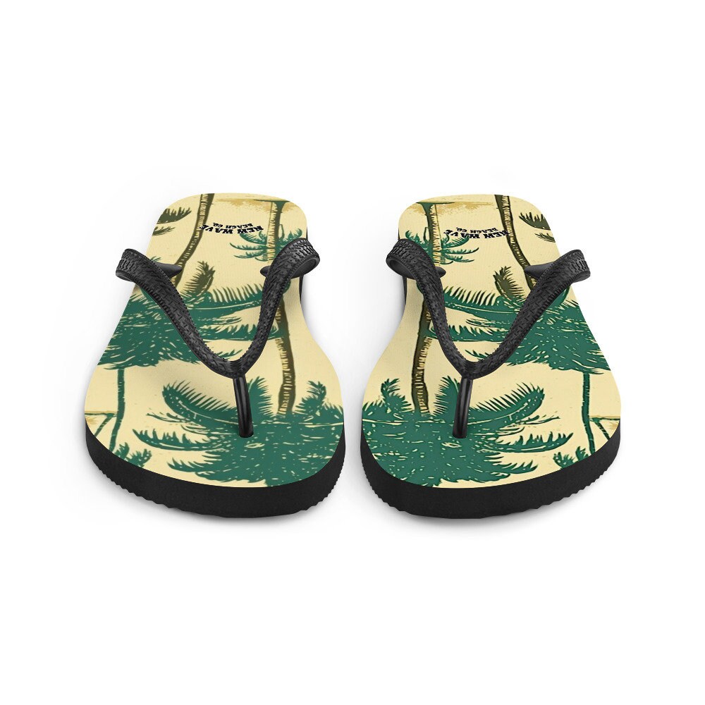 Vintage Palm Tree Tropical Flip Flops Colorful Exotic Comfortable ...