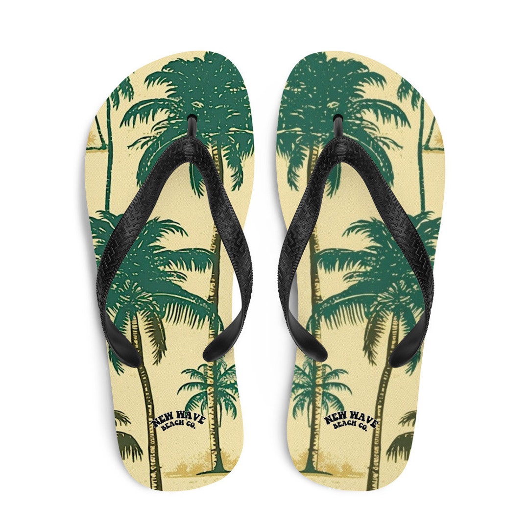 Vintage Palm Tree Tropical Flip Flops Colorful Exotic Comfortable ...