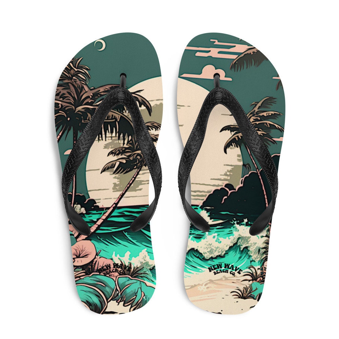 Vintage Retro Tropical Beach Flip Flops Colorful Exotic Comfortable ...