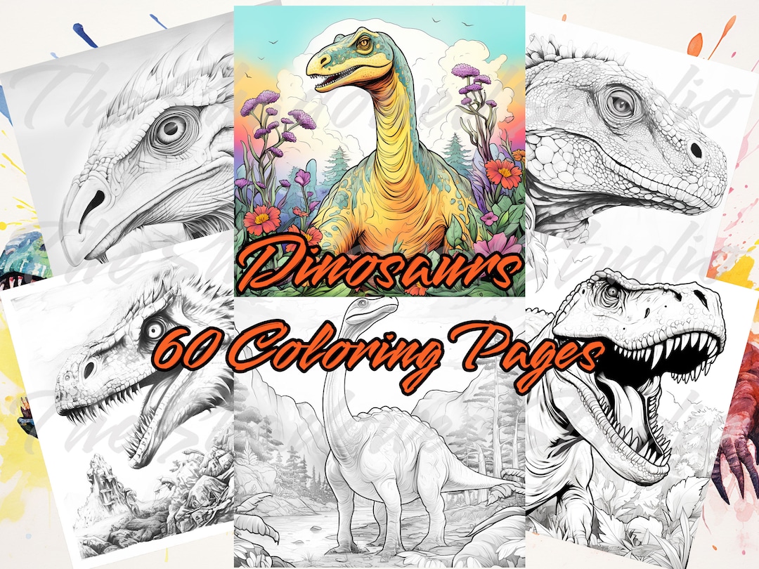 Dinosaurs 60 Coloring Pages Prehistoric Relaxing Fun - Etsy