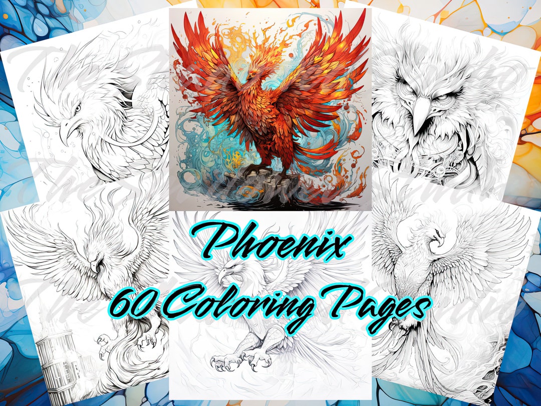 60 Phoenix Coloring Pages, Rich, Fantasy, Relaxing, Fun, Greyscale ...