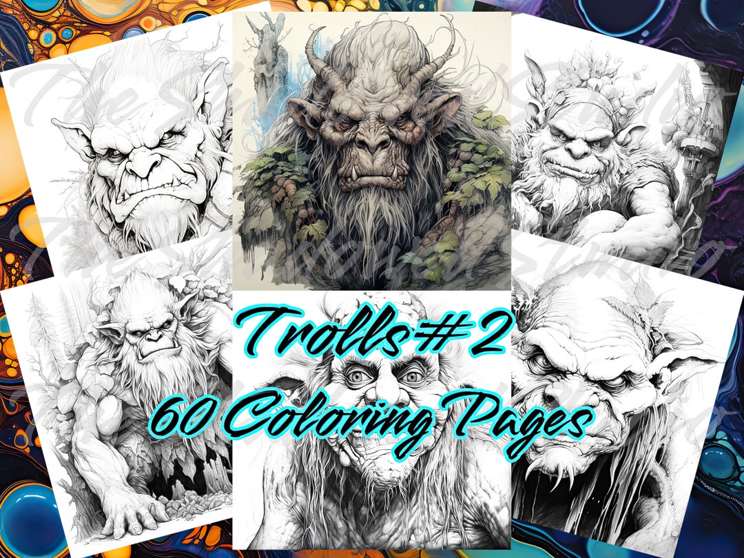 60 Trolls 2 Coloring Pages, Fantasy, Relaxing, Fun, Greyscale Images ...