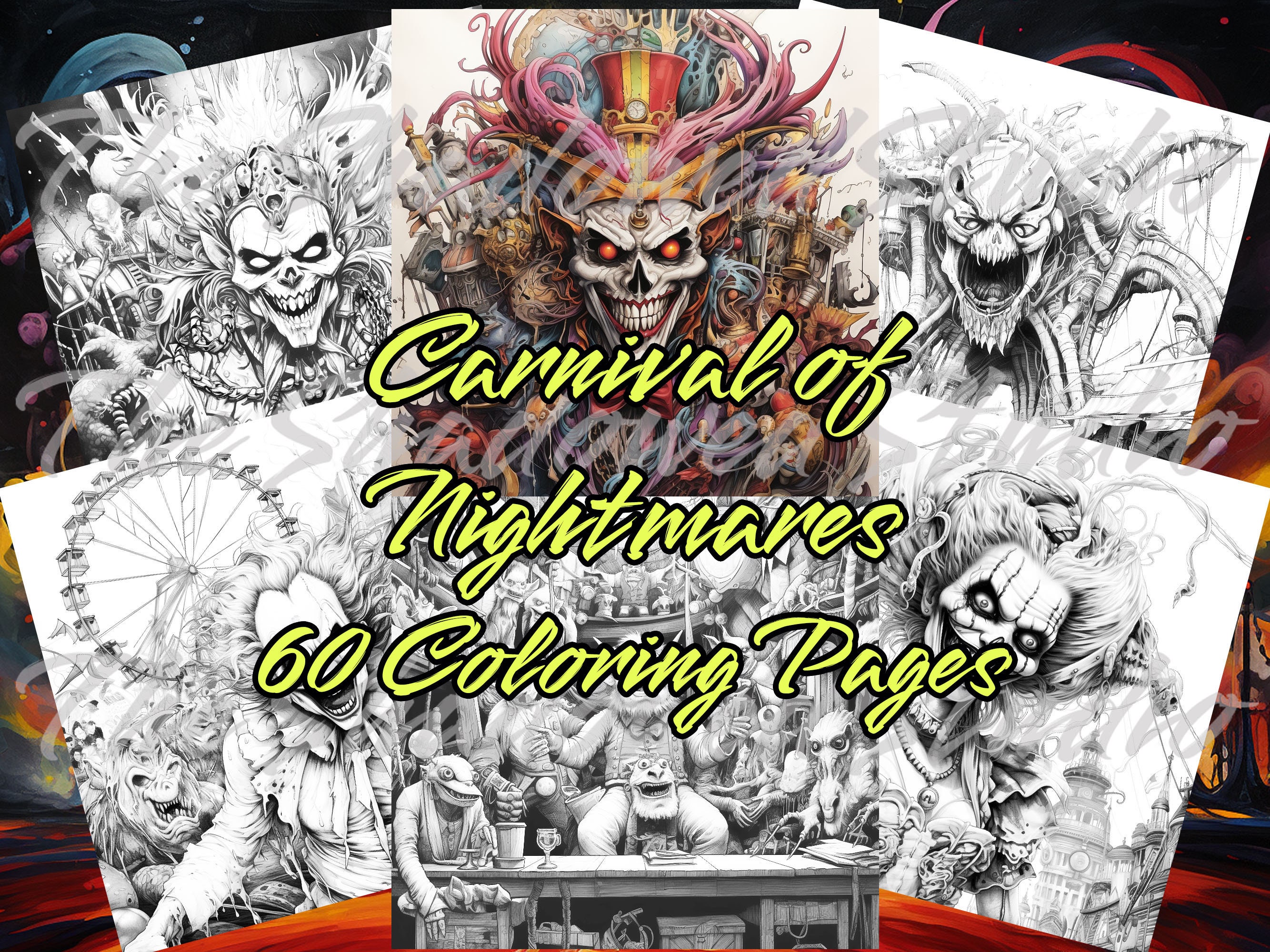 Carnival of Nightmares, 60 Coloring Pages, Fantasy, Relaxing, Fun ...