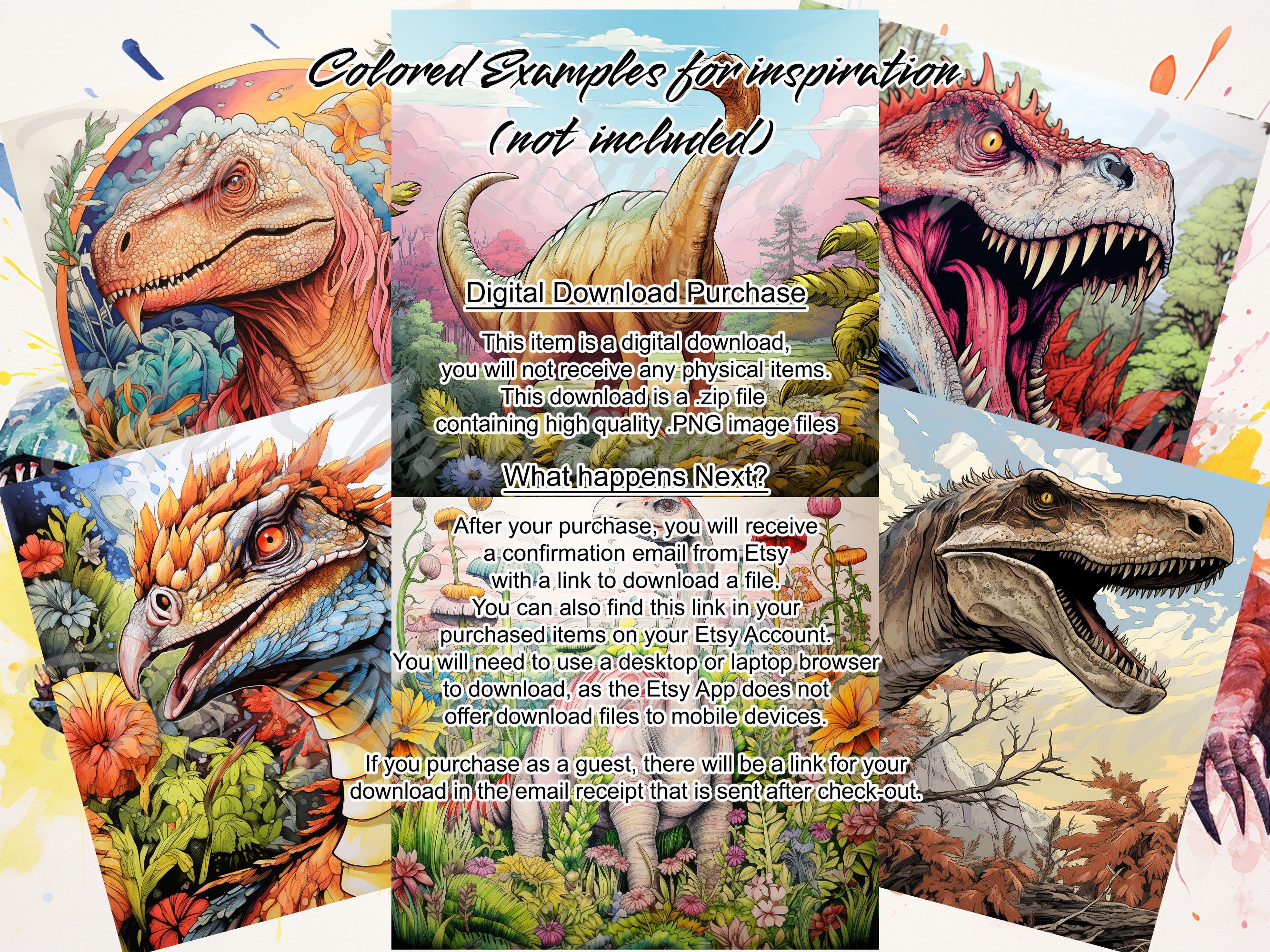 Dinosaurs 60 Coloring Pages Prehistoric Relaxing Fun - Etsy