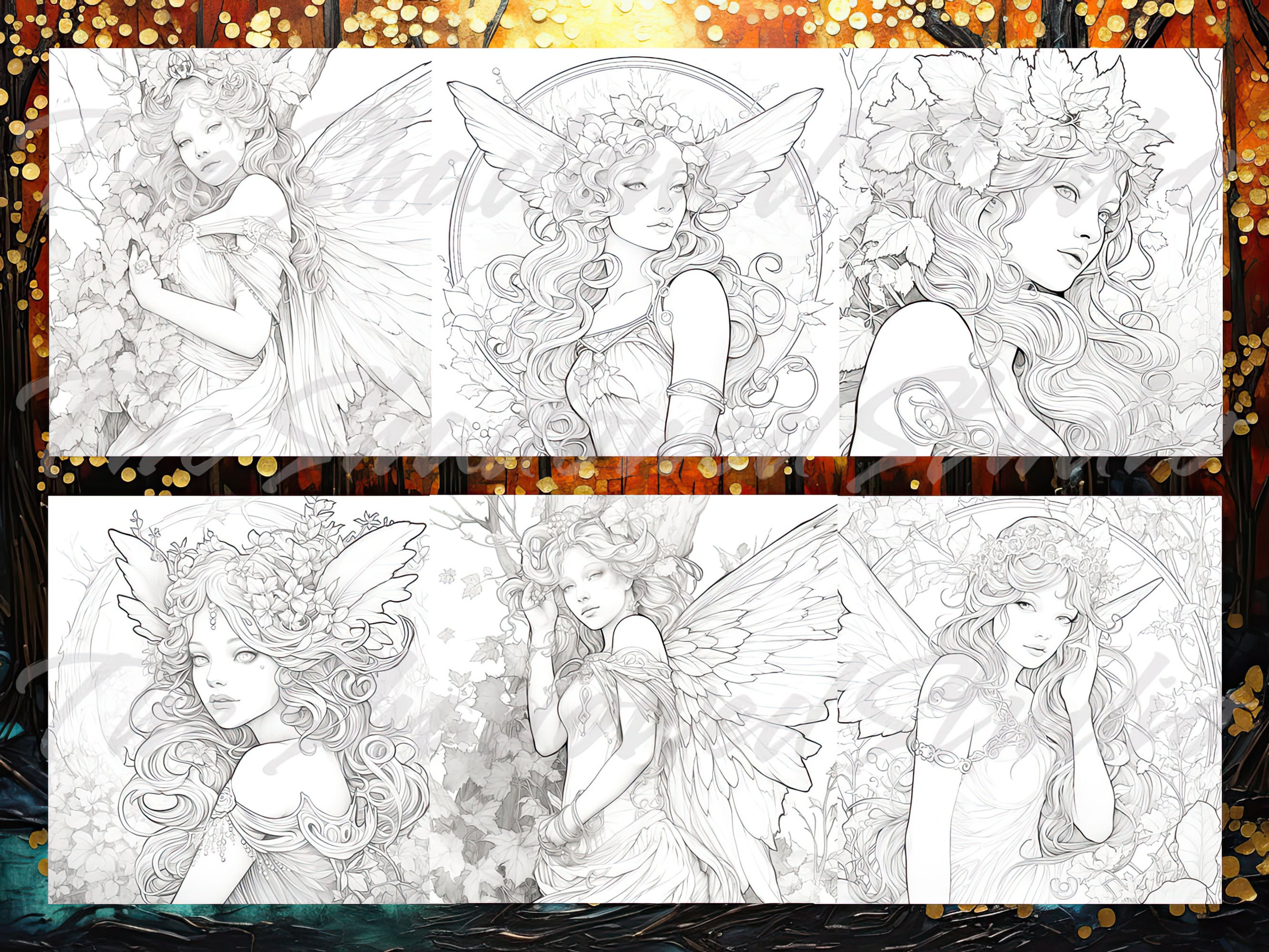 60 Forest Fairies Coloring Pages Cute Fantasy Relaxing - Etsy