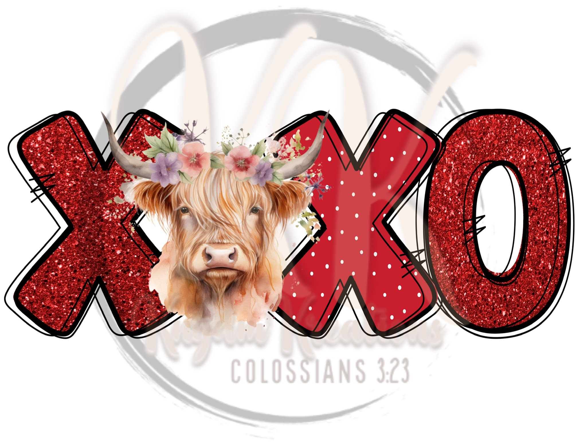 Highland Cow XOXO PNG - Etsy