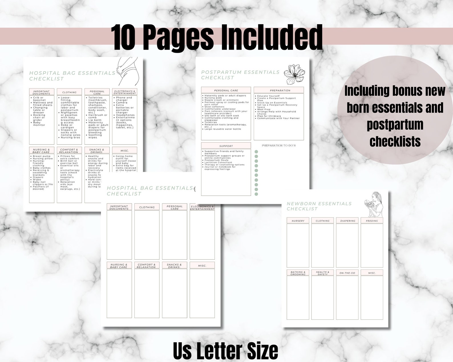 Hospital Bag Checklist Birth Packing List Labour Delivery Checklist ...