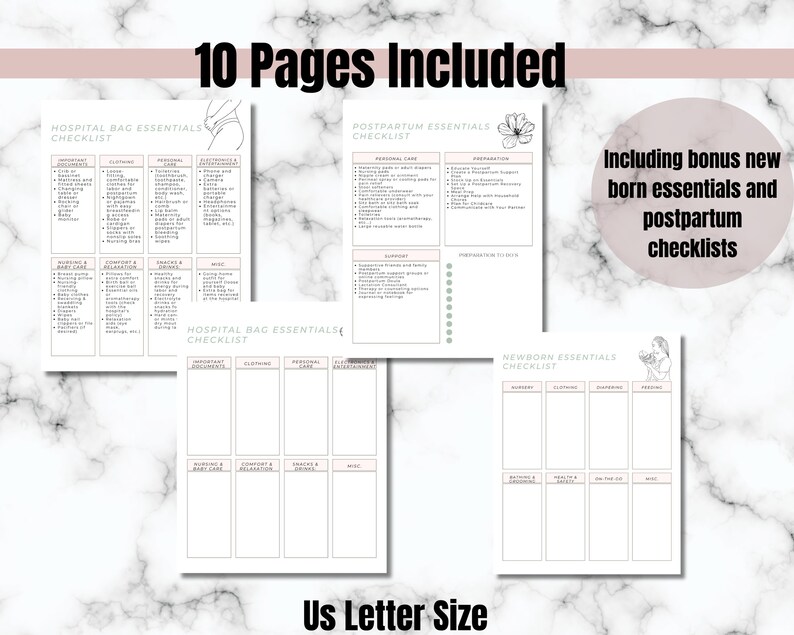 Hospital Bag Checklist Birth Packing List Labour Delivery Checklist ...