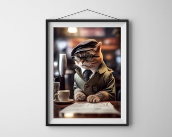 Vintage Cat Detective Art Print - Etsy UK