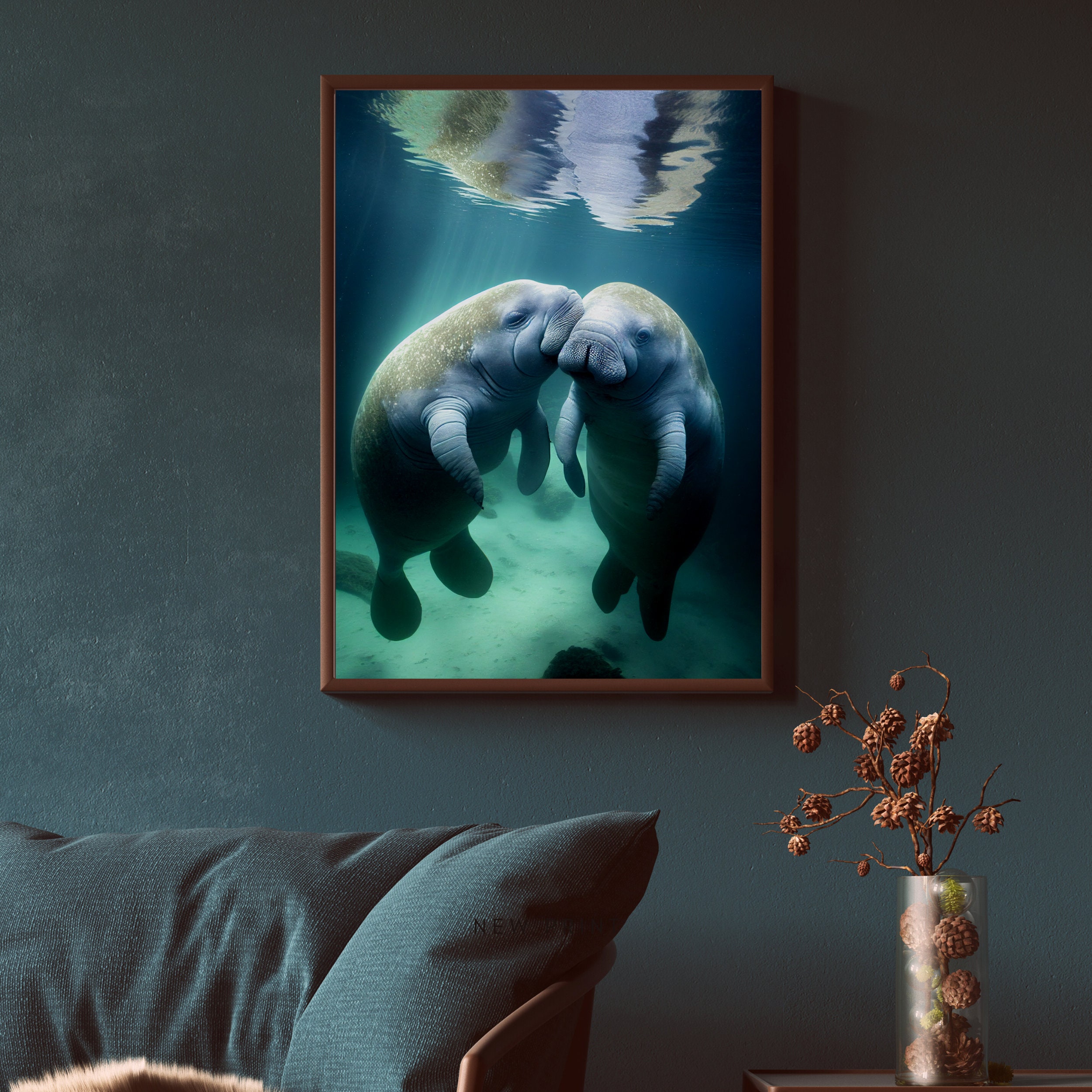 Manatee Love Animal Prints Wall Art 5 Popular Sizes Ready to Print Fits ...