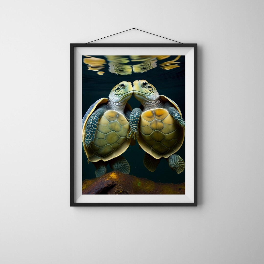 Sea Turtle Kiss Animal Prints Wall Art 5 Popular Sizes - Etsy