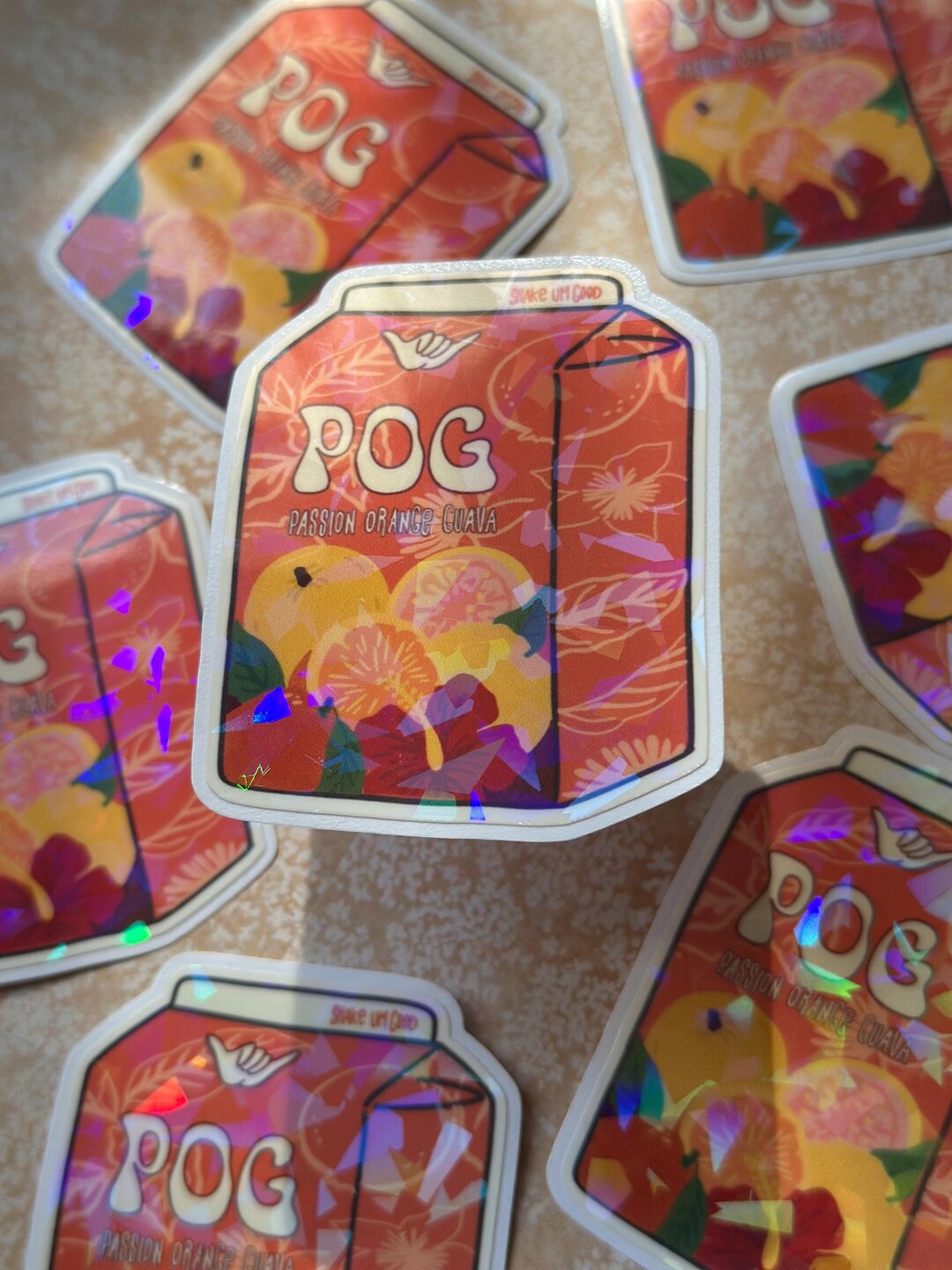 Pog Juice Sticker: Tropical Island Vibes, Waterproof Vinyl - Etsy