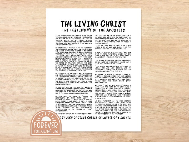 LDS PDF Printable Bundle: the Living Christ, the Family Proclamation ...