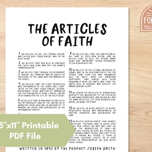 LDS PDF Printable: the Articles of Faith - Church of Jesus Christ of ...