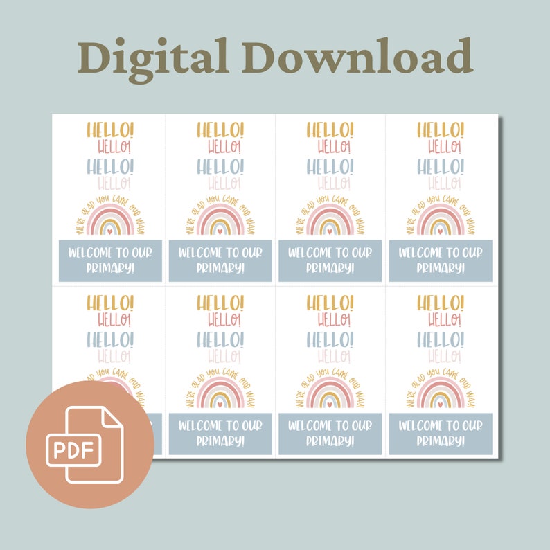 LDS Primary Welcome Gift Tags Printable PDF / LDS Handouts / Welcome to ...