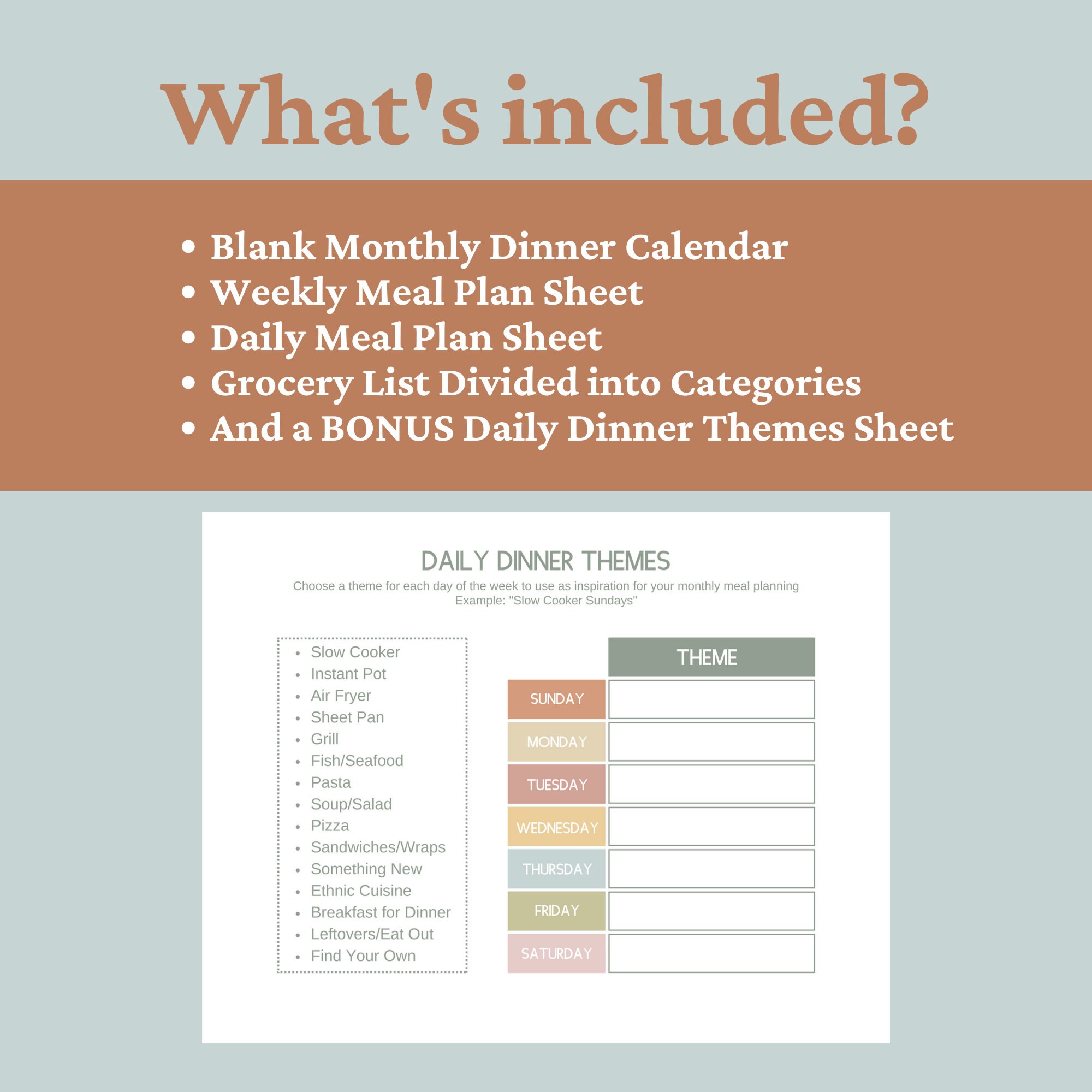 Simple Meal Plan Bundle / Daily, Weekly, Monthly Meal Planning Pages ...