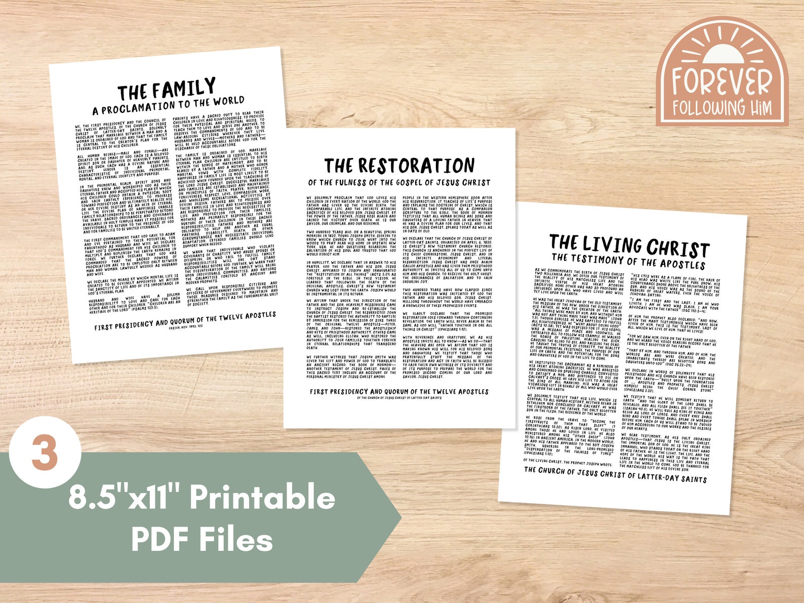 LDS PDF Printable Bundle: the Living Christ, the Family Proclamation, the Restoration - Church ...