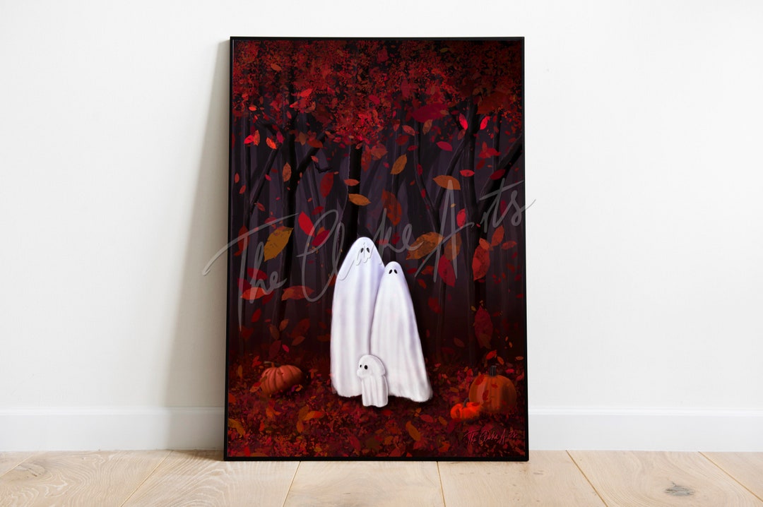 Spooky Ghost Family Portrait Ghost Family With Dog, Autumnal Woodland ...