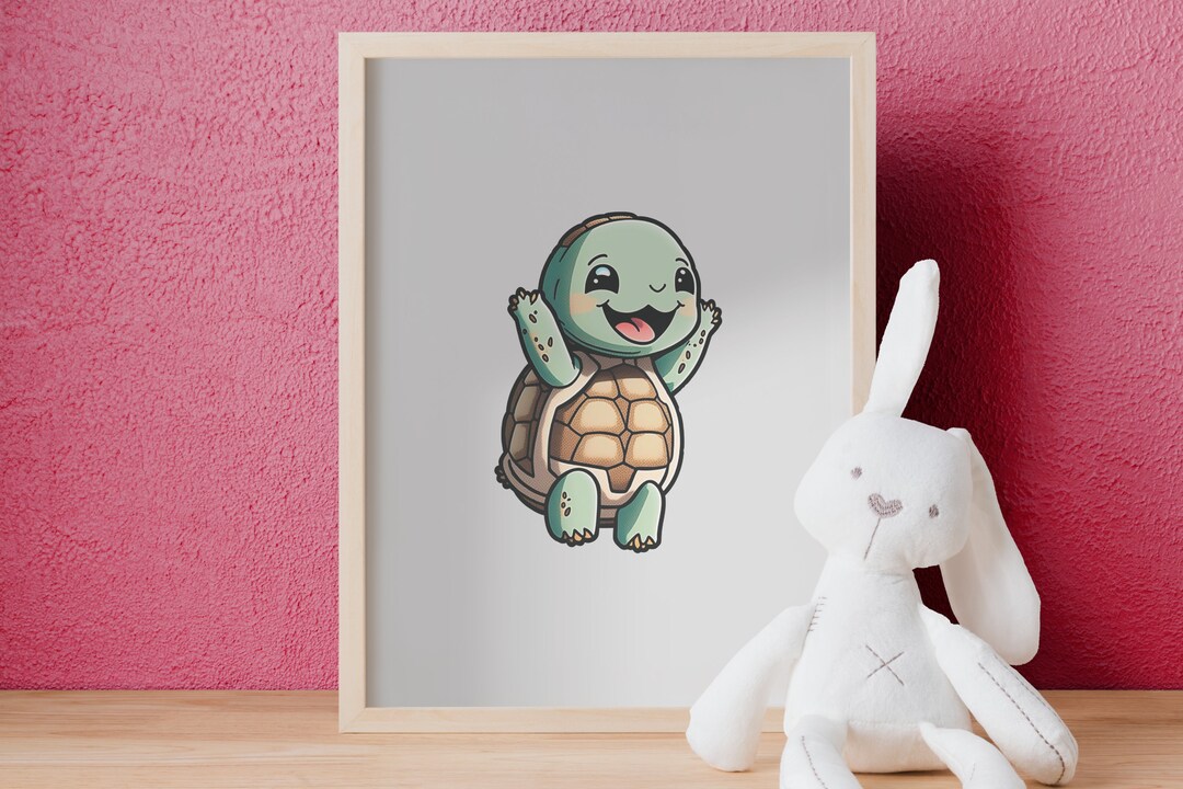 Printable Cute Turtle Nursery Wall Art Decor Safari Woodland Animal ...