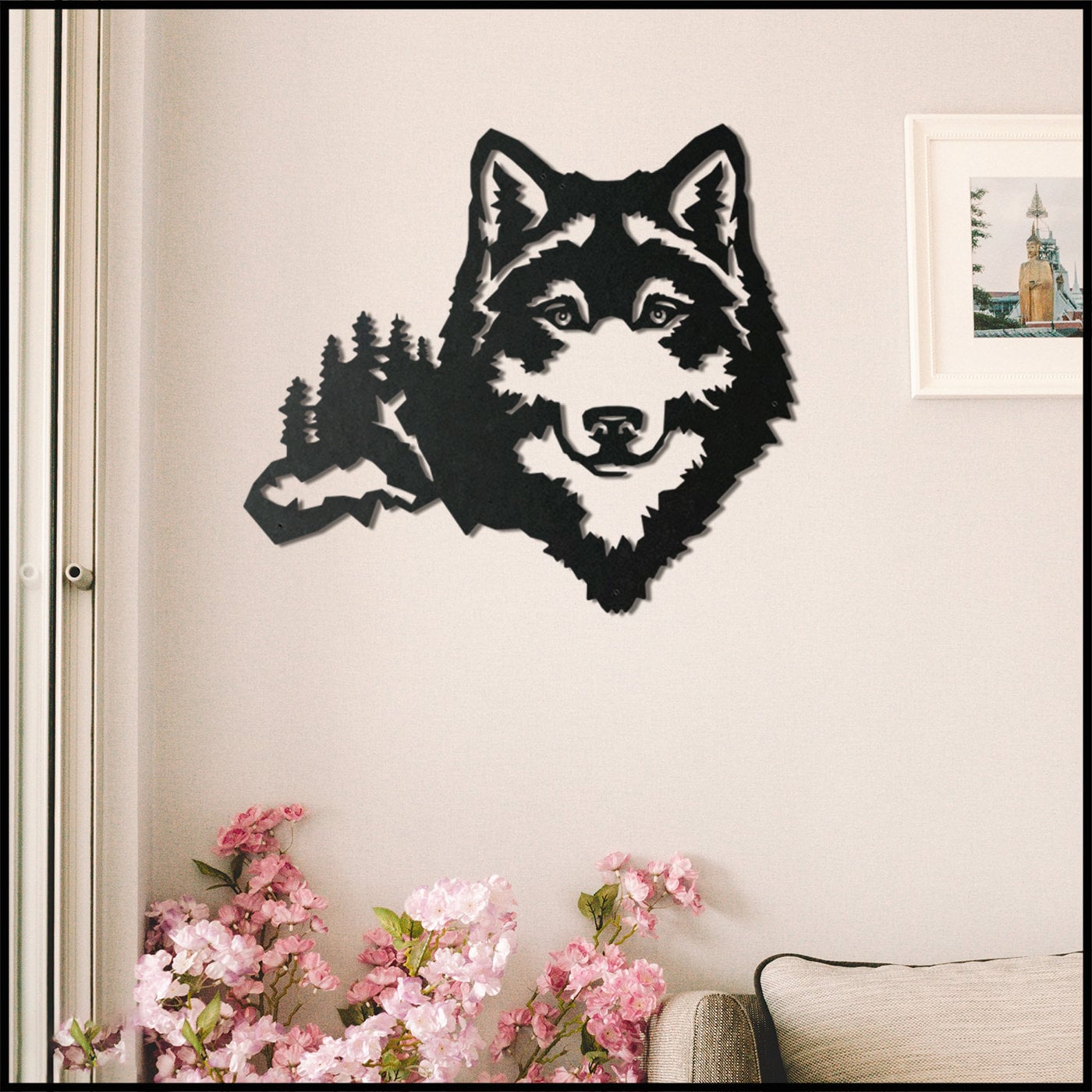 Wolf Metal Wall Art Decor, Wolf With Antlers Wall Art, Interior Design ...