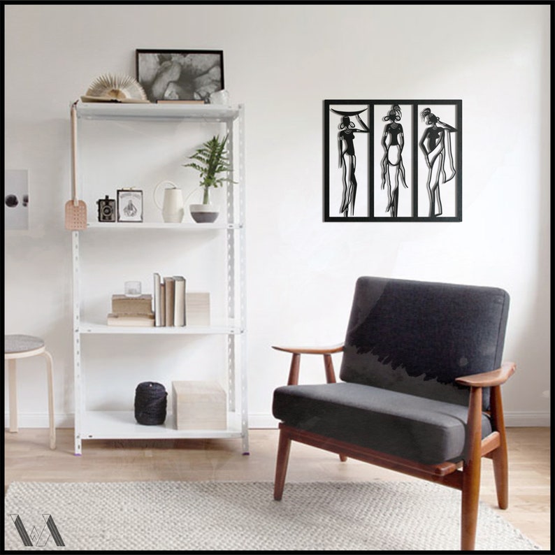 Triple African Women Panels Metal Wall Art, Office Wall Decor, Modern ...