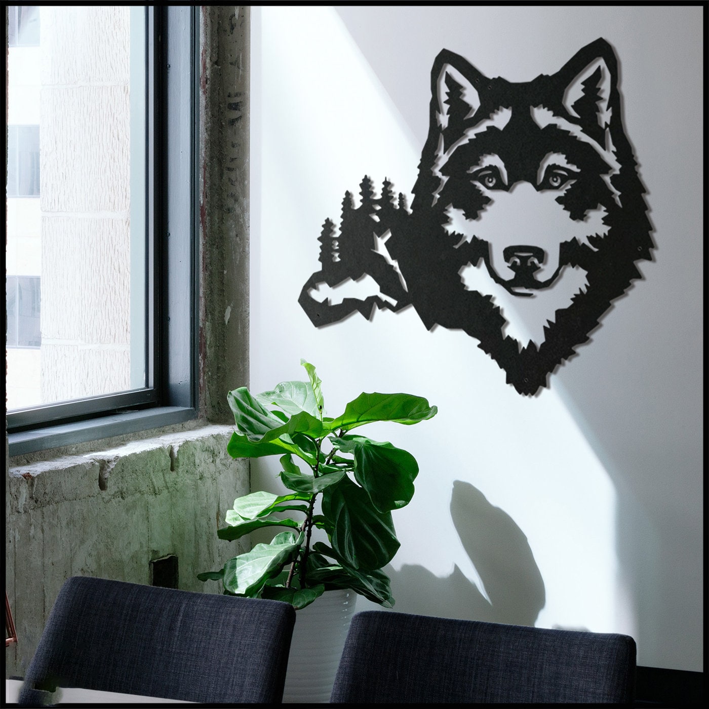 Wolf Metal Wall Art Decor, Wolf With Antlers Wall Art, Interior Design ...