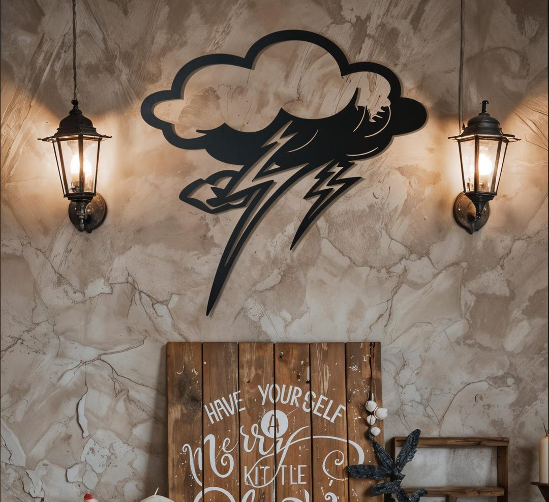 Lightning Bolt Image Coming Out of a Cloud Metal Wall Art, A Unique and ...