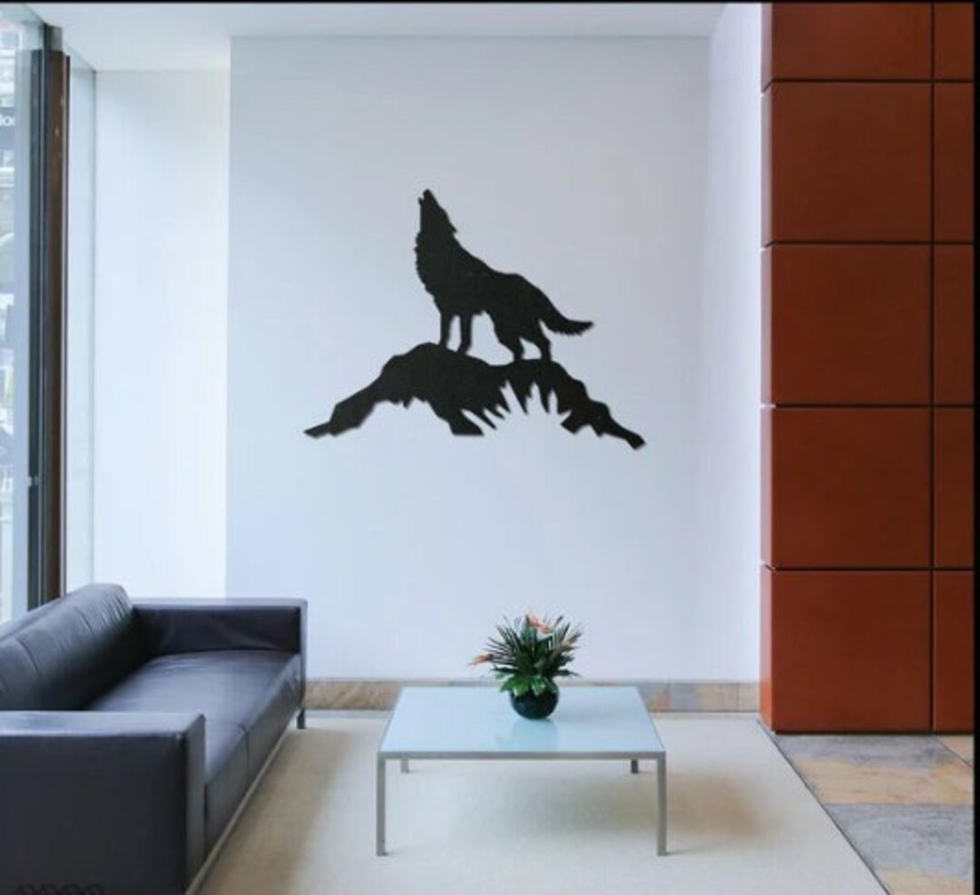 Wolf Metal Wall Art Decor, Wolf With Antlers Wall Art, Animal Decor ...