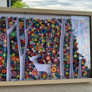 Quilled Deer and Trees Wall Art, Nature-inspired Home Decor, Rustic ...