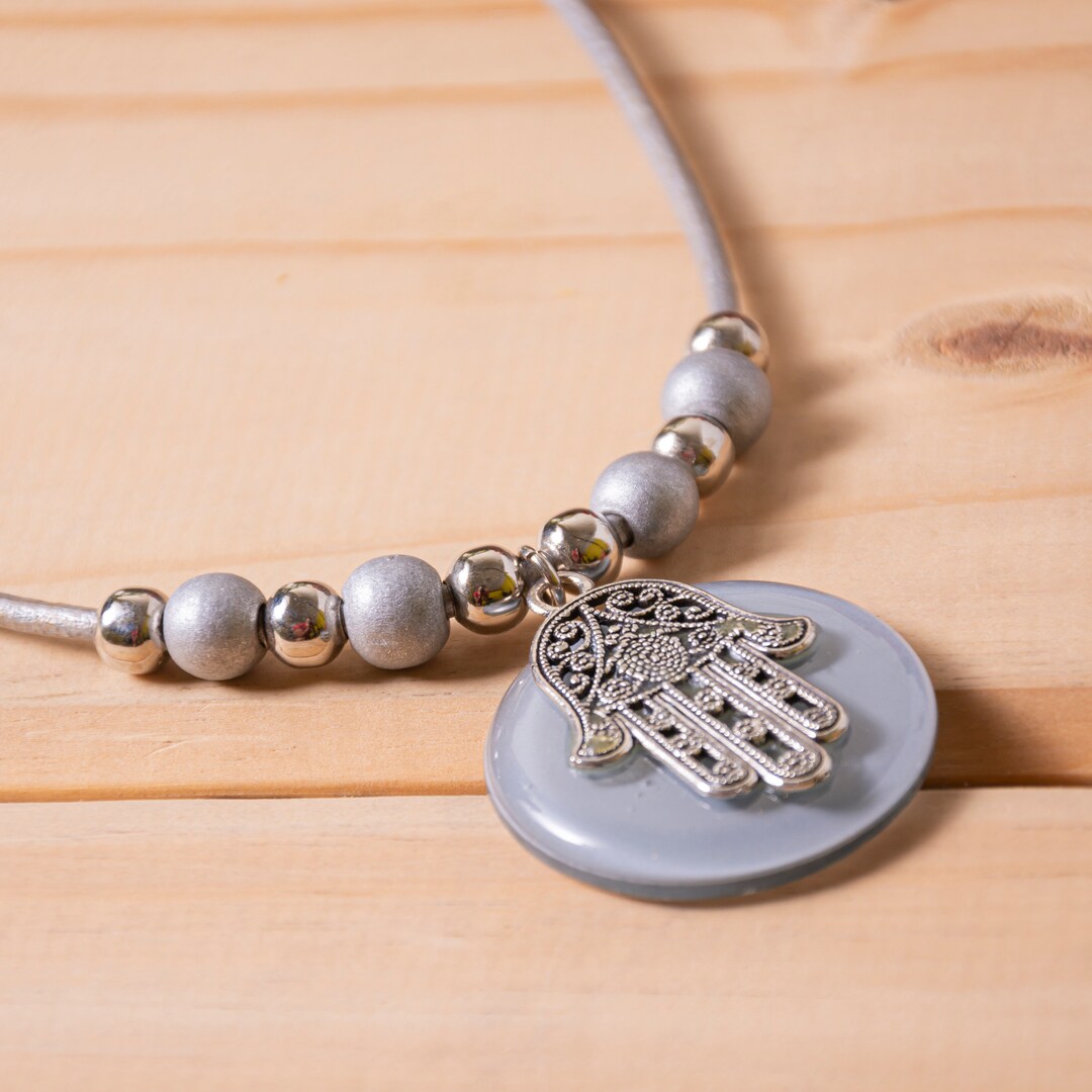 Necklace FATIMA Gray - Etsy