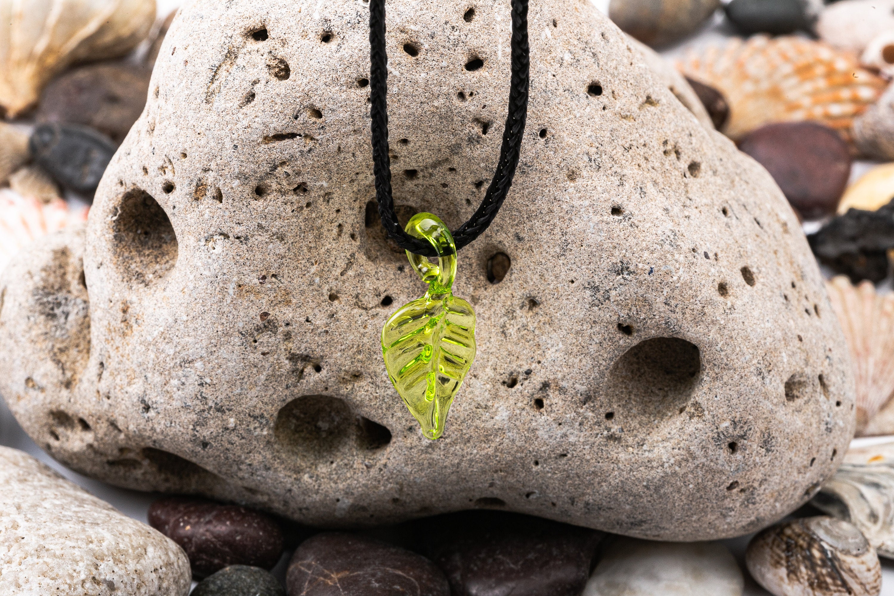 Glass Tree Leaf Necklace, Leaf Pendant, Murano Glass Leaf Pendant ...