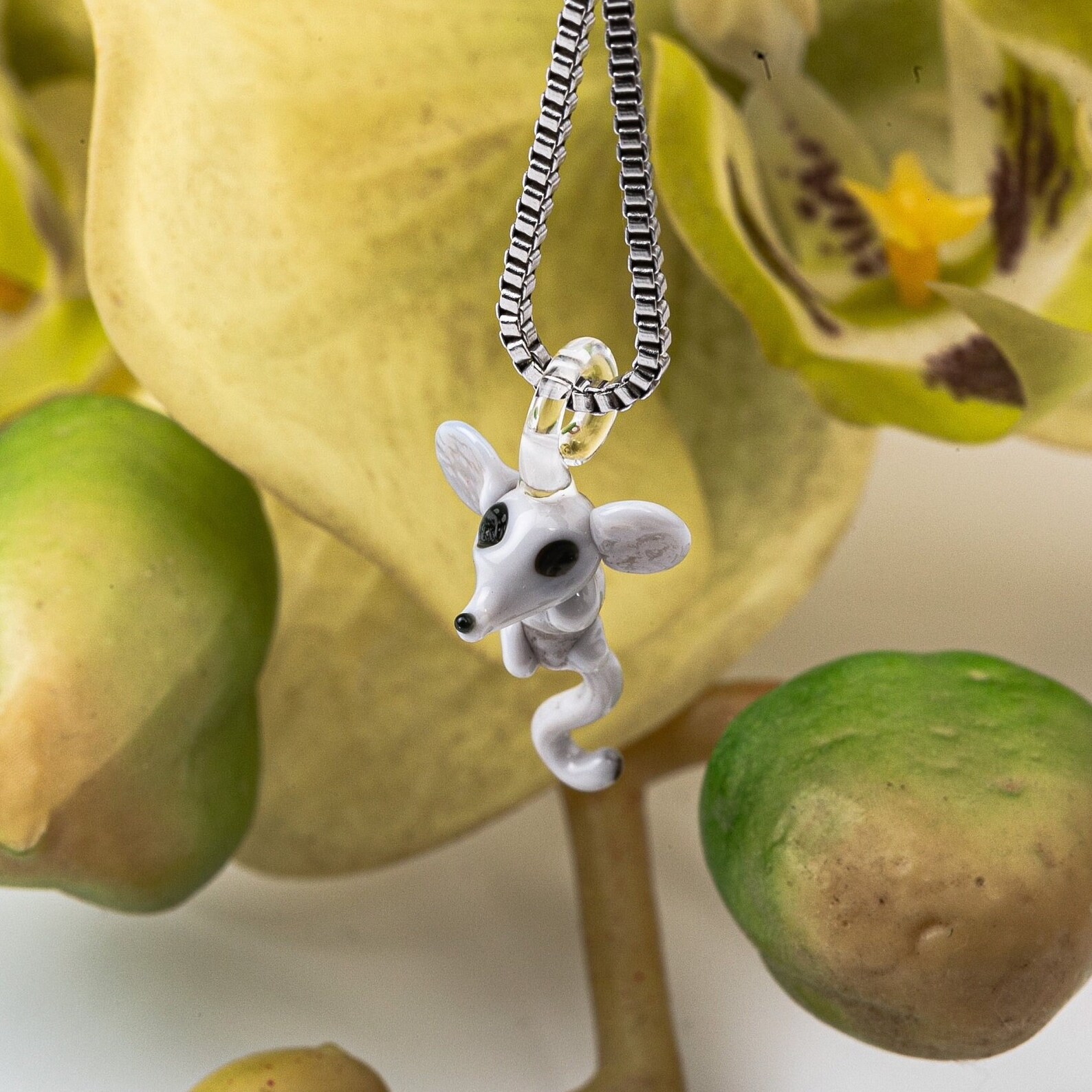 Glass Mouse Necklace, Mouse Pendant, Murano Glass Mouse Pendant, Cute ...