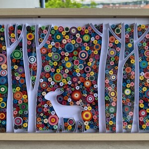 Quilled Deer and Trees Wall Art, Nature-inspired Home Decor, Rustic ...
