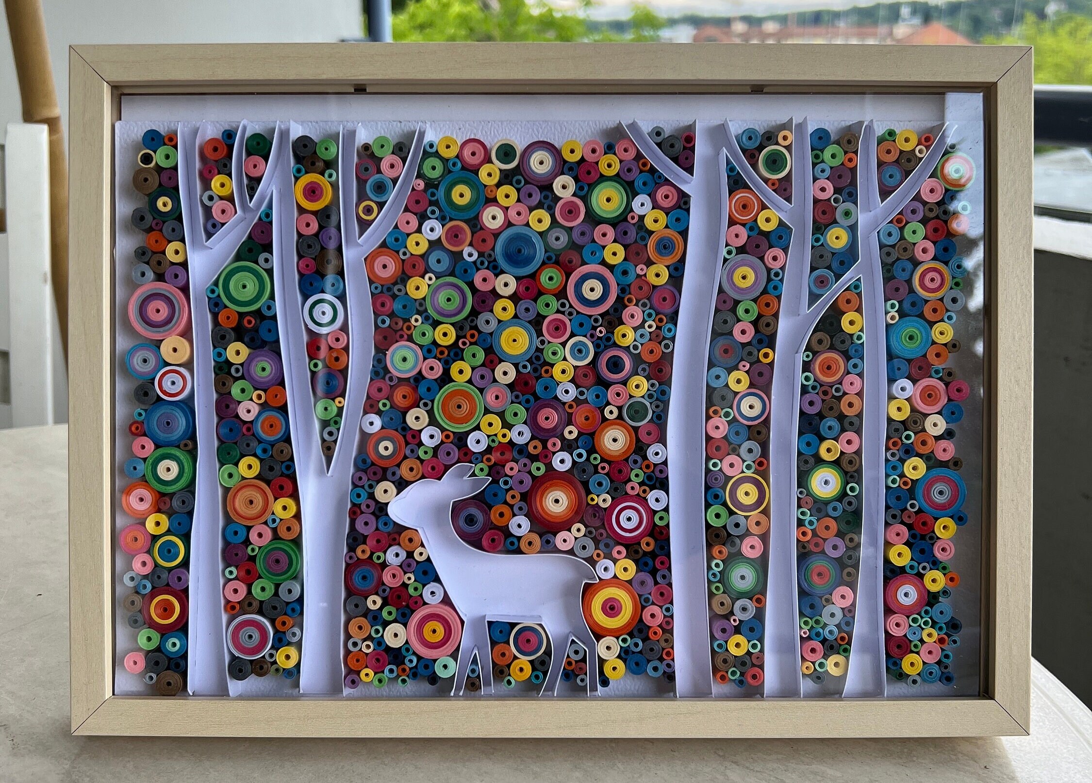 Quilled Deer and Trees Wall Art, Nature-inspired Home Decor, Rustic ...