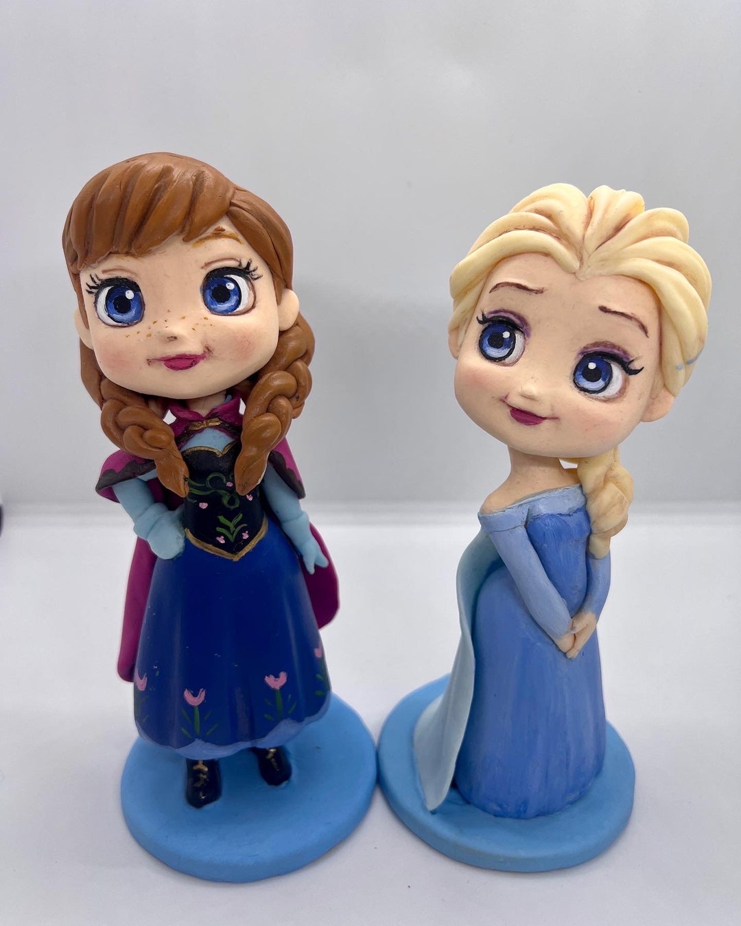Elsa and Anna Figurine Set, Frozen Collectible, Frozen Characters, Whimsical Handcrafted Elsa ...