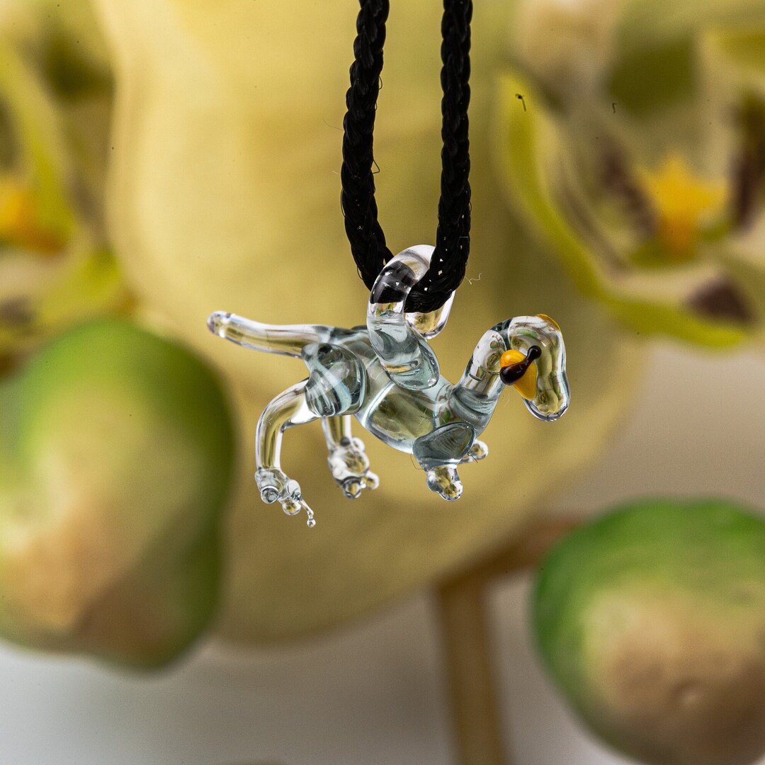 Glass Dinosaur Necklace, Dinosaur Pendant, Murano Glass Dinosaur ...