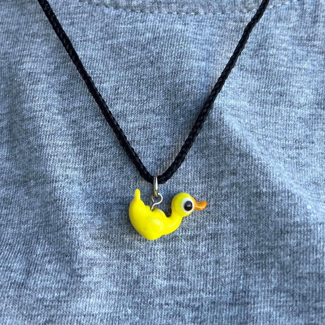 Glass Duck Necklace, Duck Pendant, Quirky Duck Charm, Artistic ...