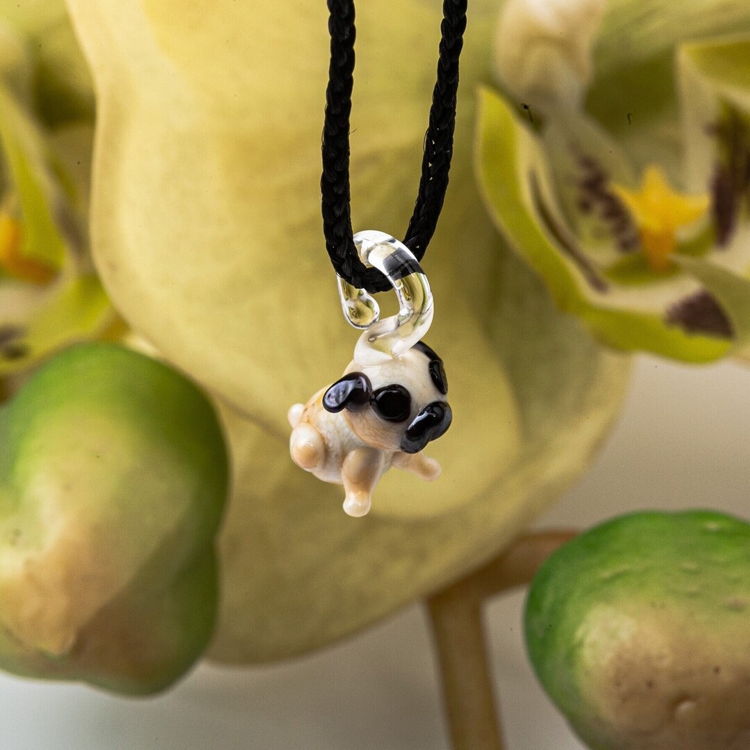 Glass Pug Necklace, Pug Pendant, Adorable Pug Charm, Artistic Pug ...