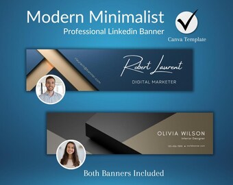 Professional Linkedin Banner With Contact Info, Canva Template - Etsy