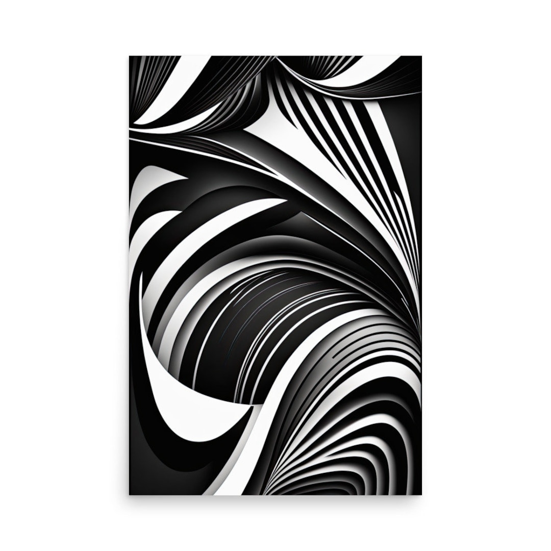 Modern Geometric Abstract Line Art - Black and White Photo Paper Poster ...